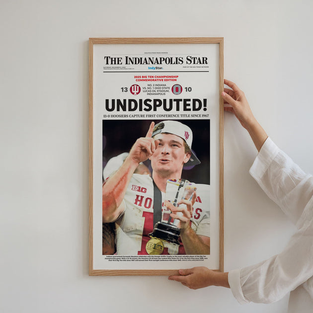 Indiana Football Undisputed 2025 Big Ten Champs Front Page Wall Art ...