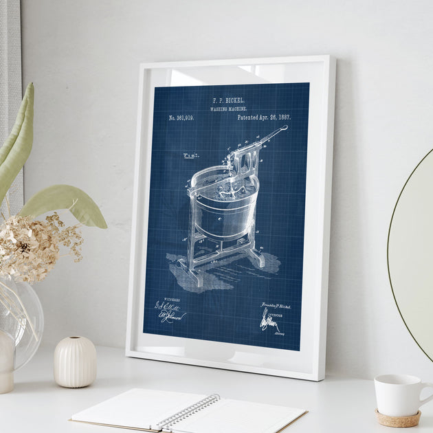 Laundry Room Washing Machine Patent Wall Art (4 Design Options ...