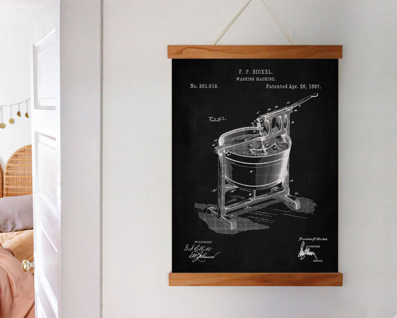 Laundry Room Washing Machine Patent Wall Art (4 Design Options ...