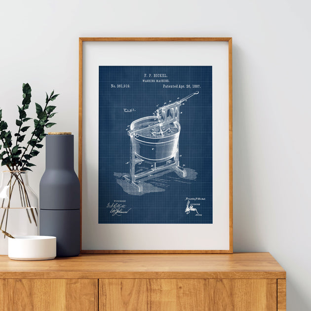 Laundry Room Washing Machine Patent Wall Art (4 Design Options ...