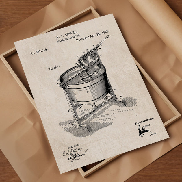 Laundry Room Washing Machine Patent Wall Art (4 Design Options ...