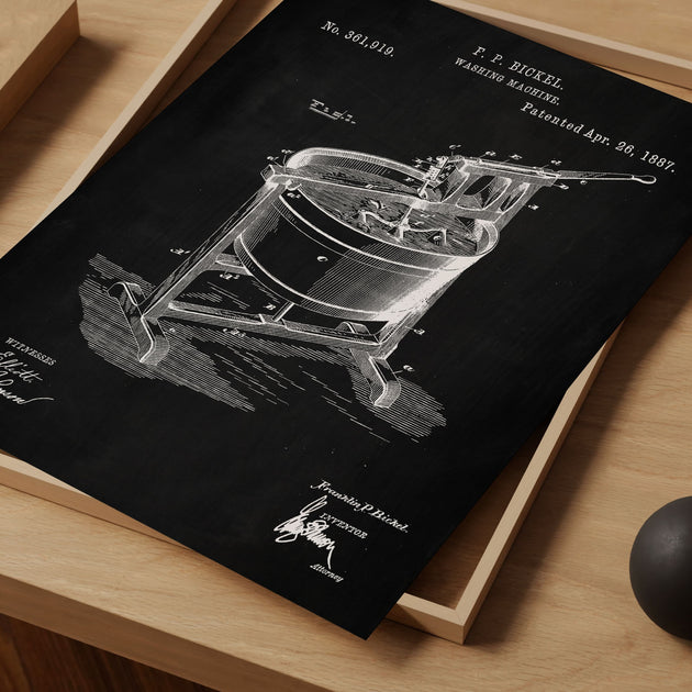 Laundry Room Washing Machine Patent Wall Art (4 Design Options ...