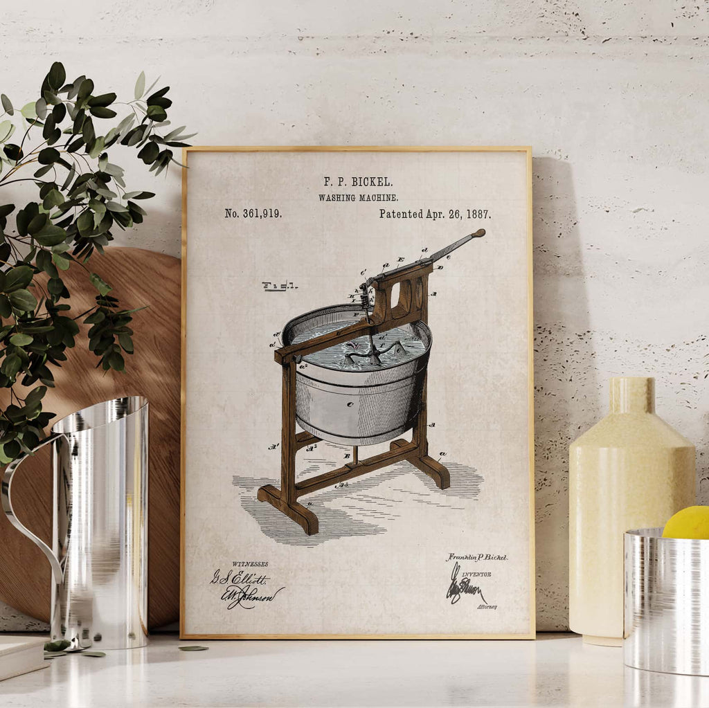 Laundry Room Washing Machine Patent Wall Art (4 Design Options ...