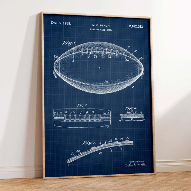 Football Patent Wall Art - Blueprint – Pediment Publishing