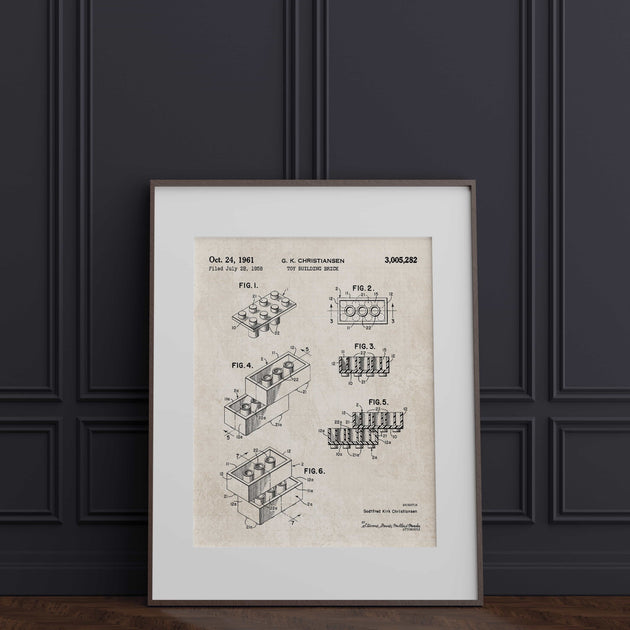 Toy Building Brick Patent Wall Art (4 Design Options) – Pediment Publishing
